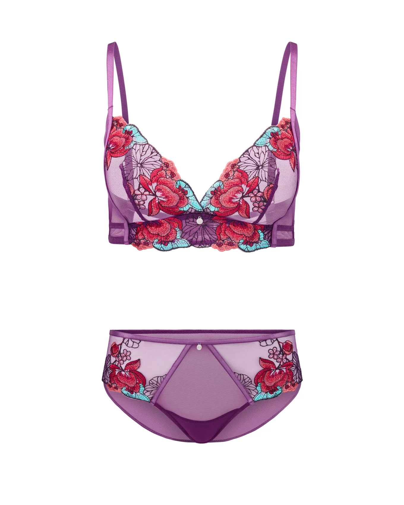 Emilie Floral Purple 3 Plus Unlined Bralette, 1X-4X | Adore Me