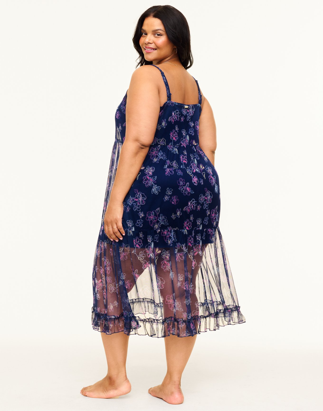 Kaycee Floral Blue Plus Slip, 2X | Adore Me