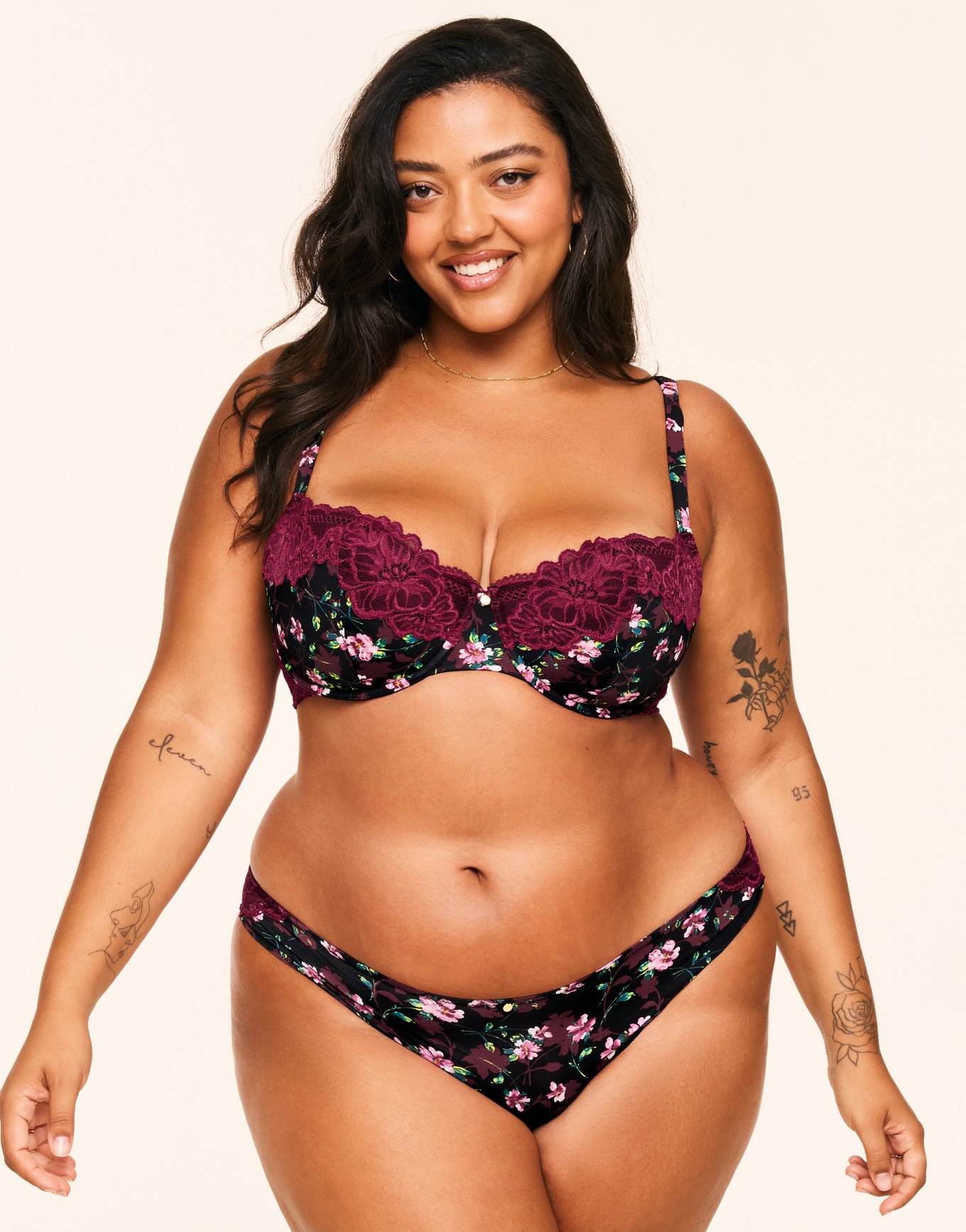 Mathilda Floral Black Plus Contour Balconette, 38DDD-42H | Adore Me