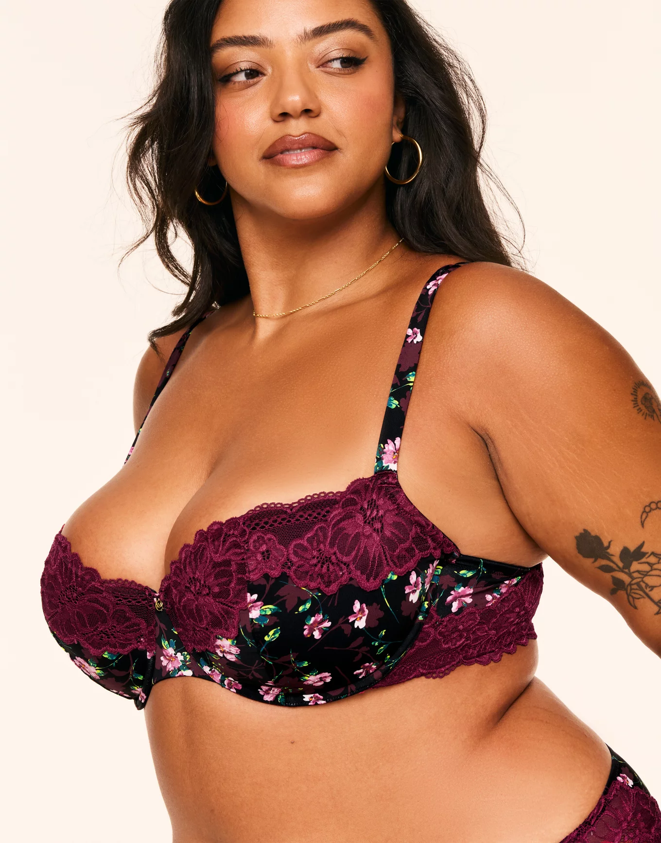 Mathilda Floral Black Plus Contour Balconette, 38DD-46DD | Adore Me