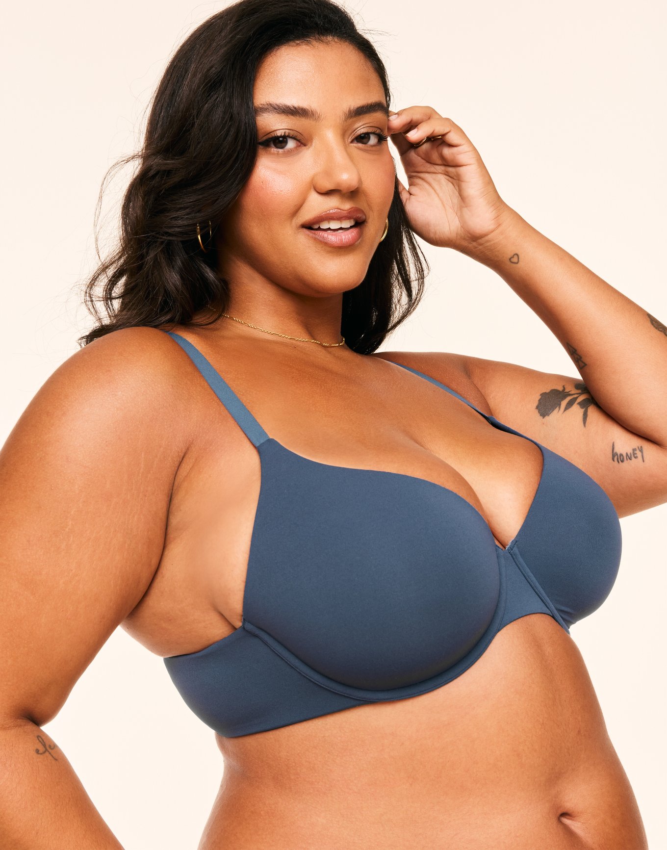 Janelle Dark Blue Plus Underwired T Shirt Bra, 40DDD | Adore Me