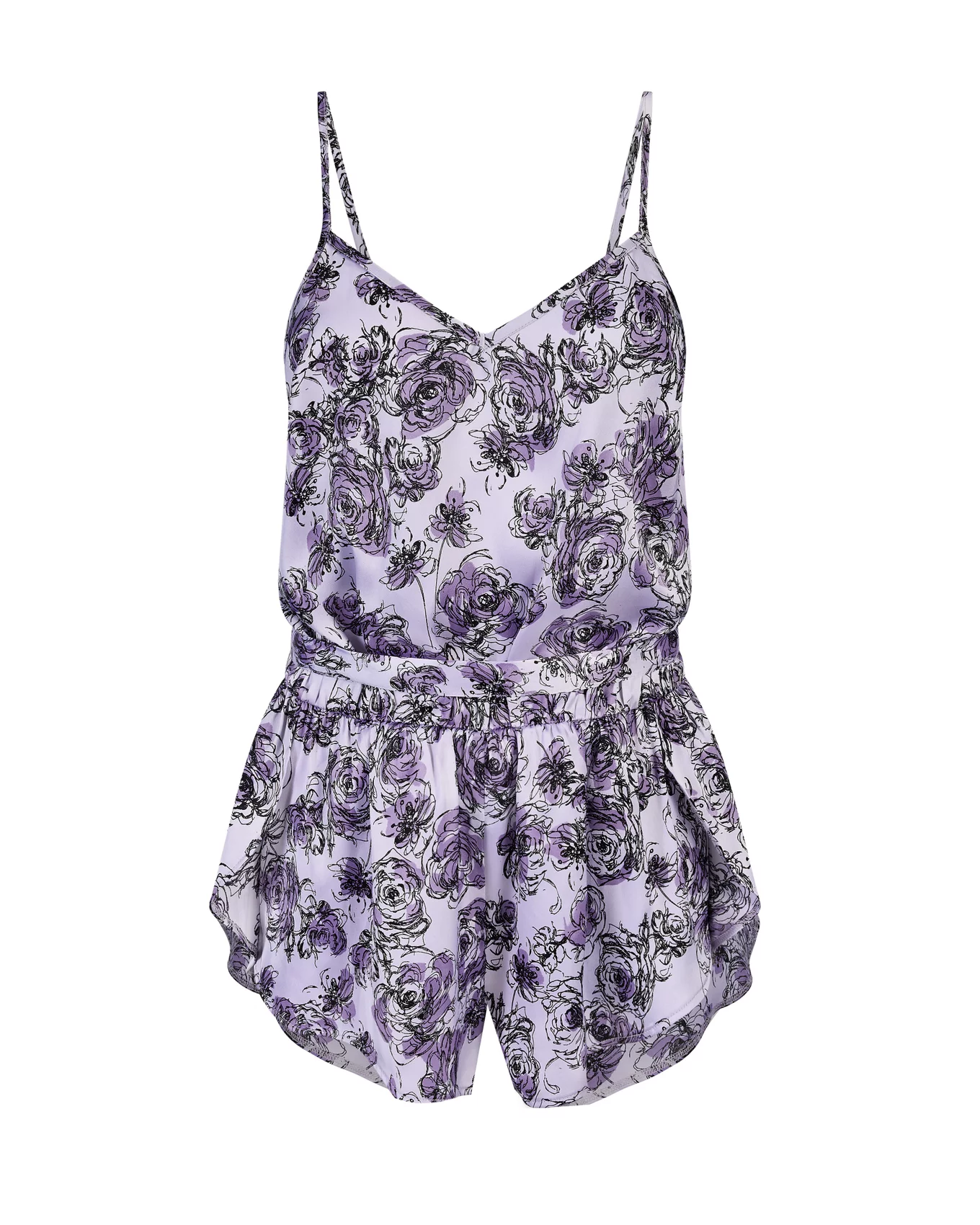 Karinna Floral Purple Romper, XS-M | Adore Me