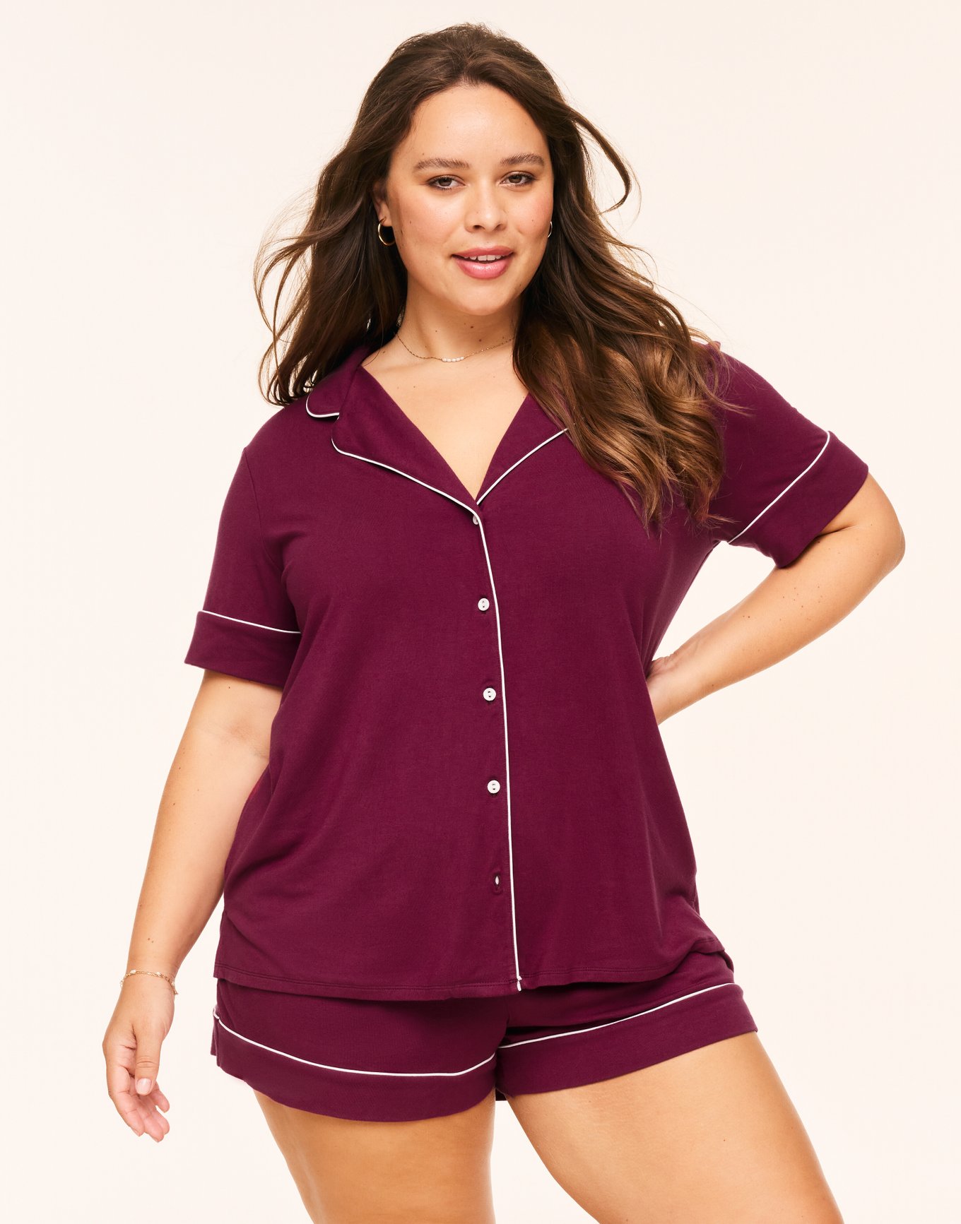 Jayne Dark Red Plus Short PJ Set | Adore Me