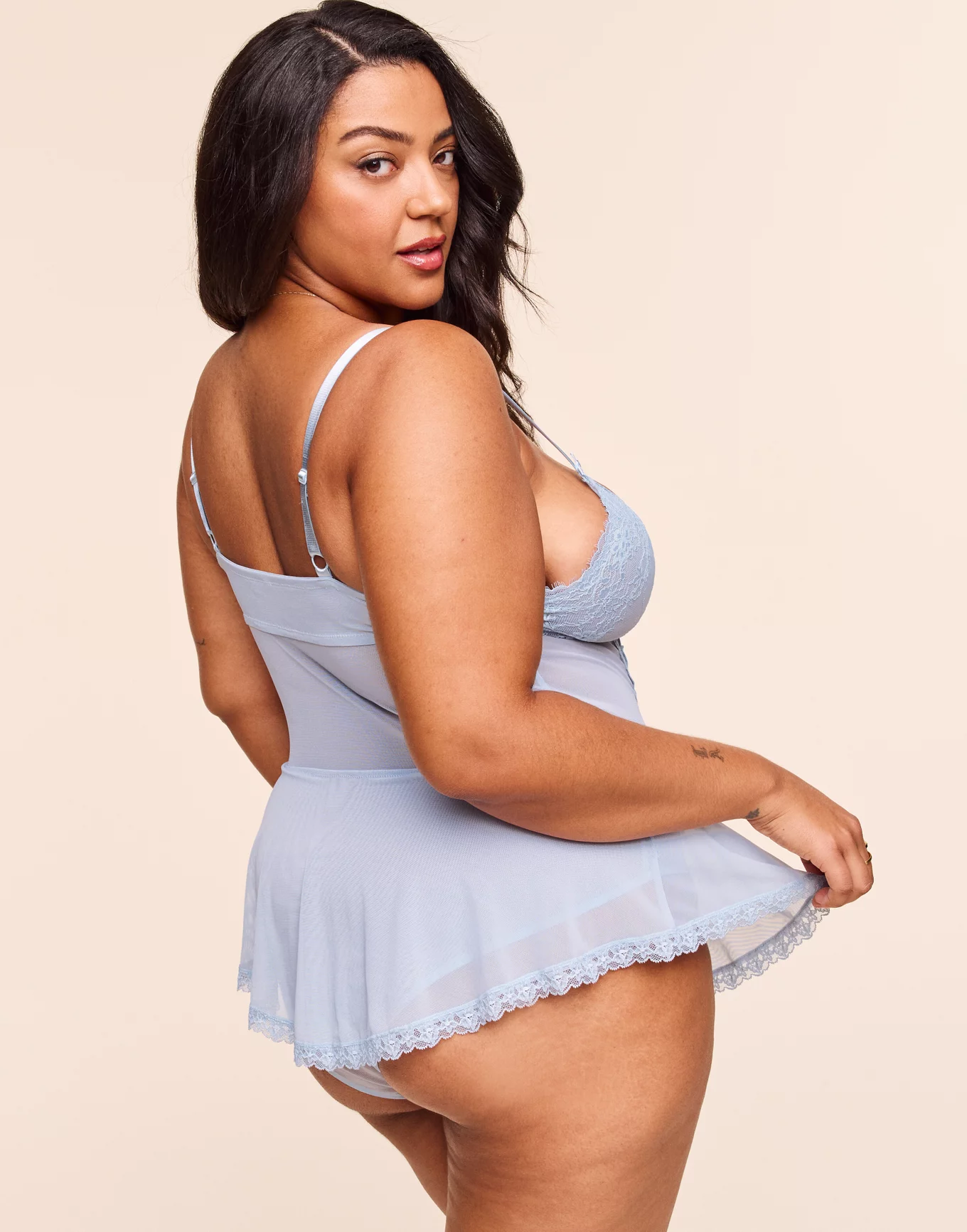 Eleanor Medium Blue Plus Bodysuit | Adore Me