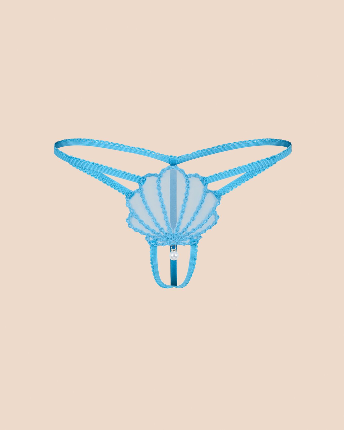 Oceane G-String Medium Blue Crotchless G String | Adore Me