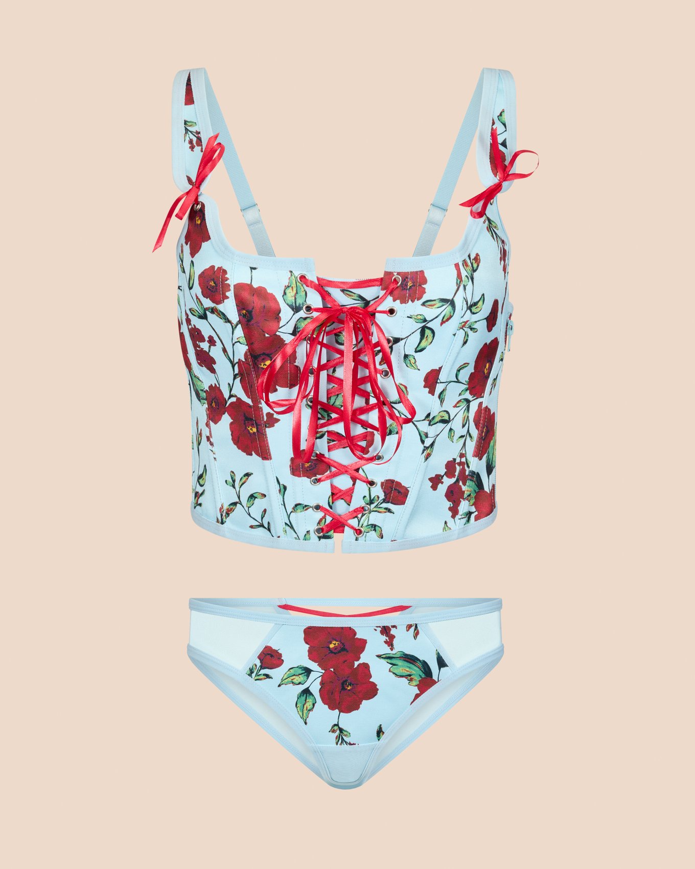 Alex Floral Blue Plus Corset Top | Adore Me