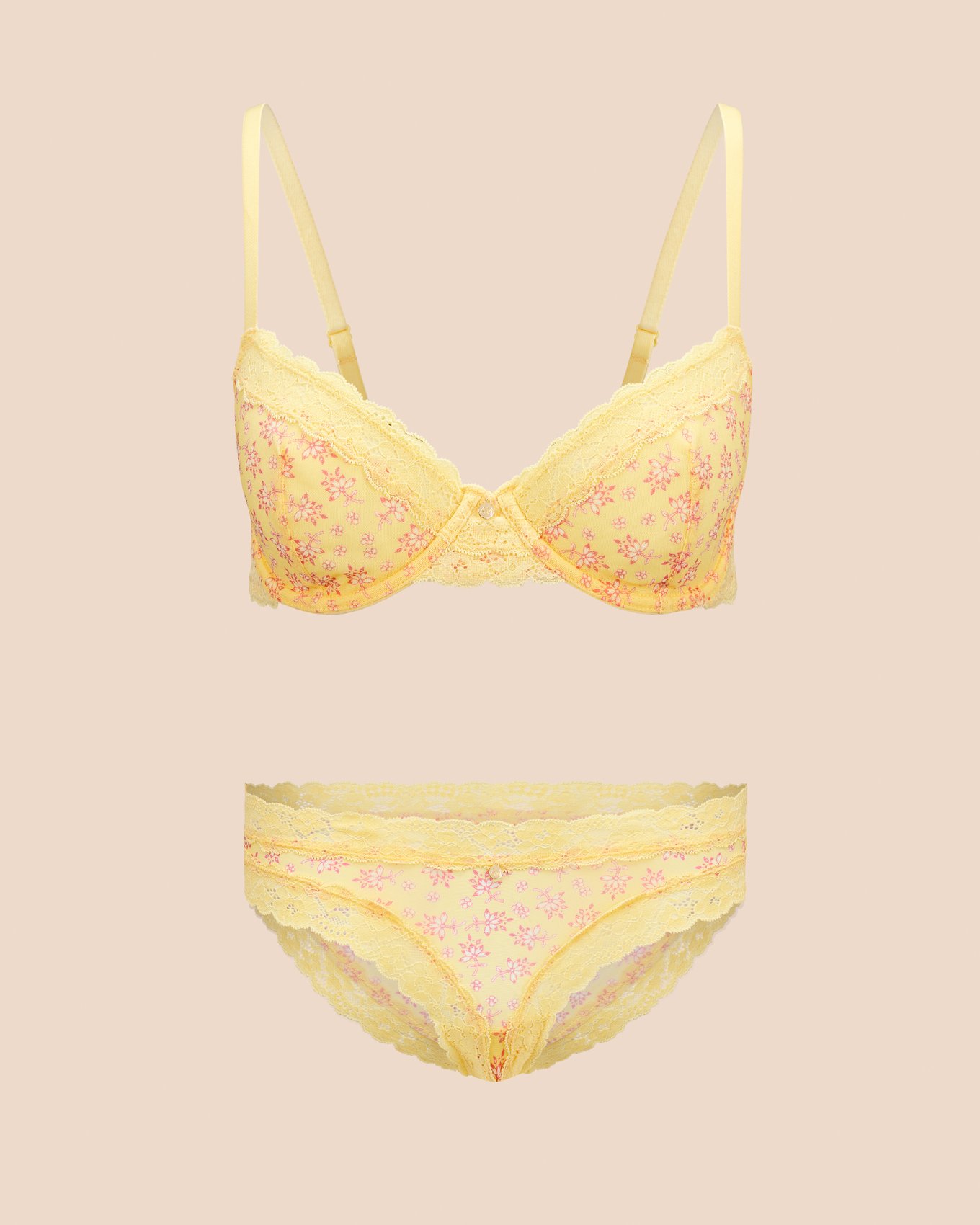 Akari Ditsy Yellow Unlined Bra Unlined Demi, 30A-46DDD | Adore Me