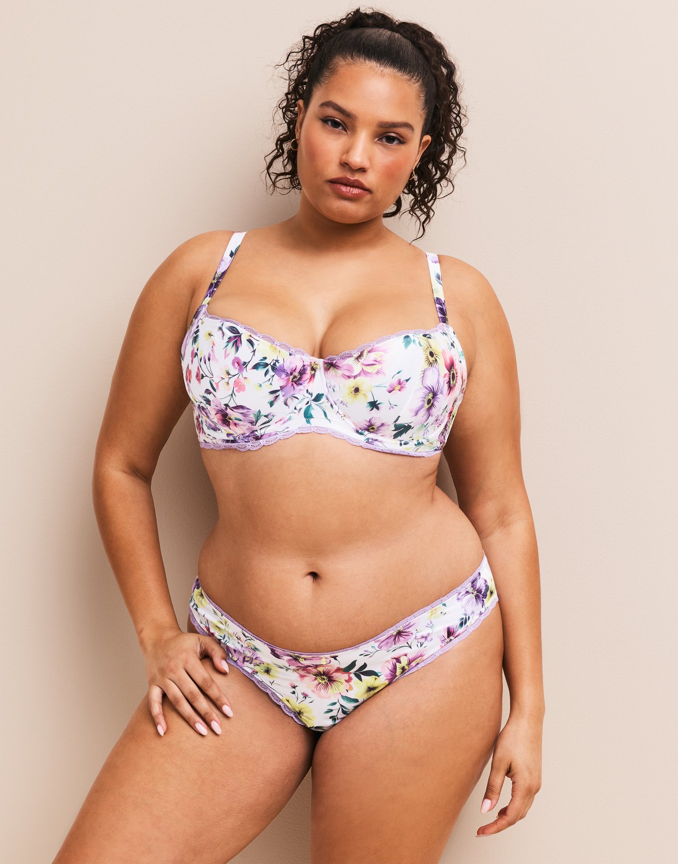 Elsie Floral White Plus Contour Balconette, 38DD-44D | Adore Me