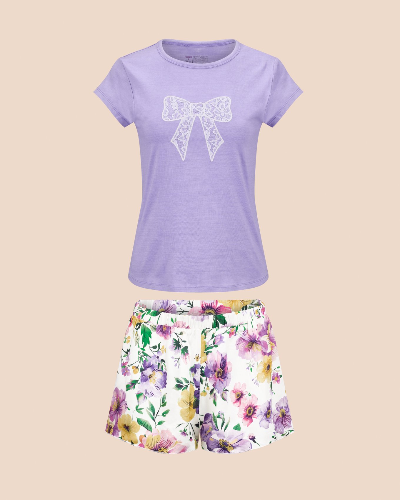 Kassie Medium Purple Plus Short Sleeve T shirt and Short Set | Adore Me