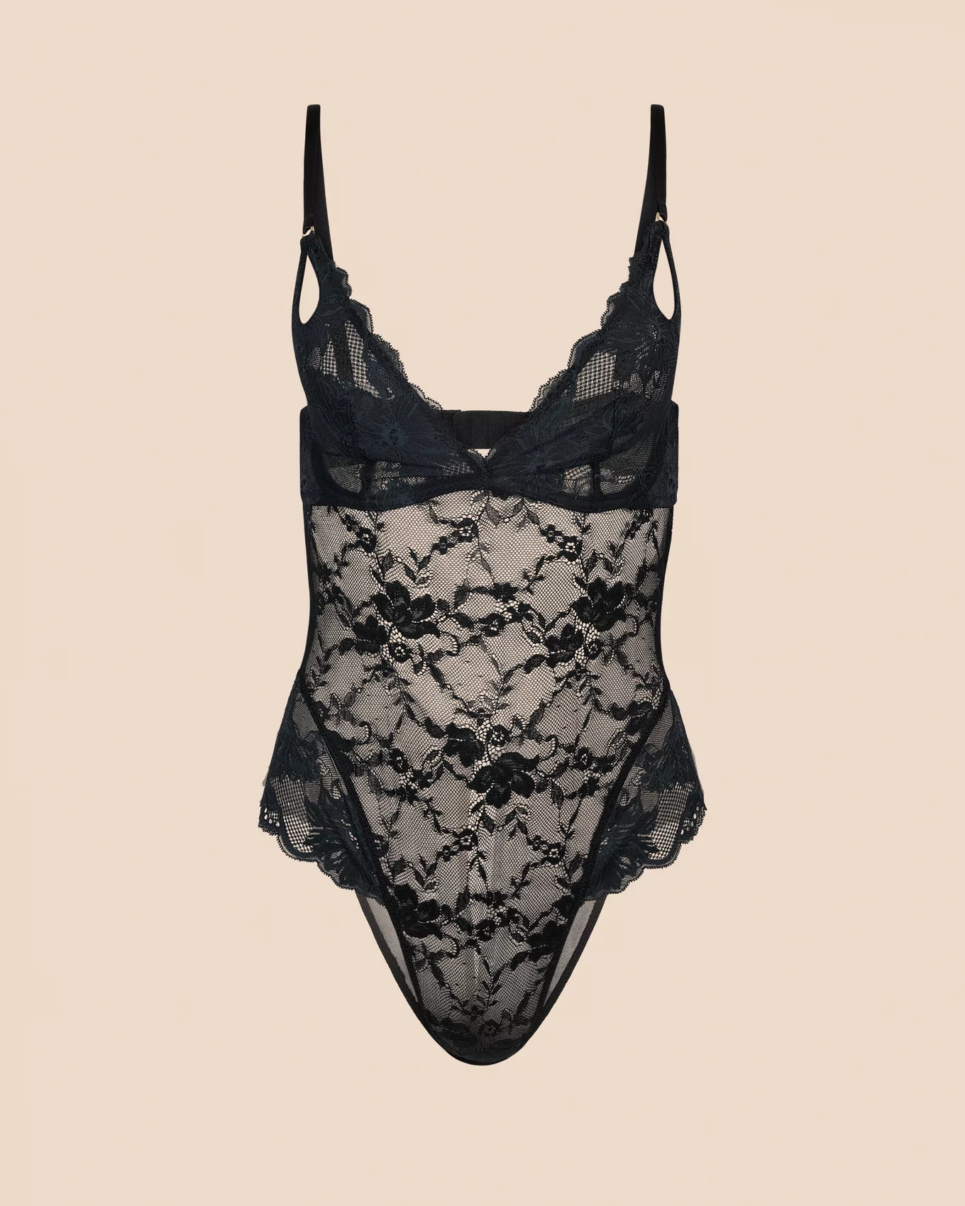 Julianna Black Plus Unlined Plunge Lace Bodysuit | Adore Me