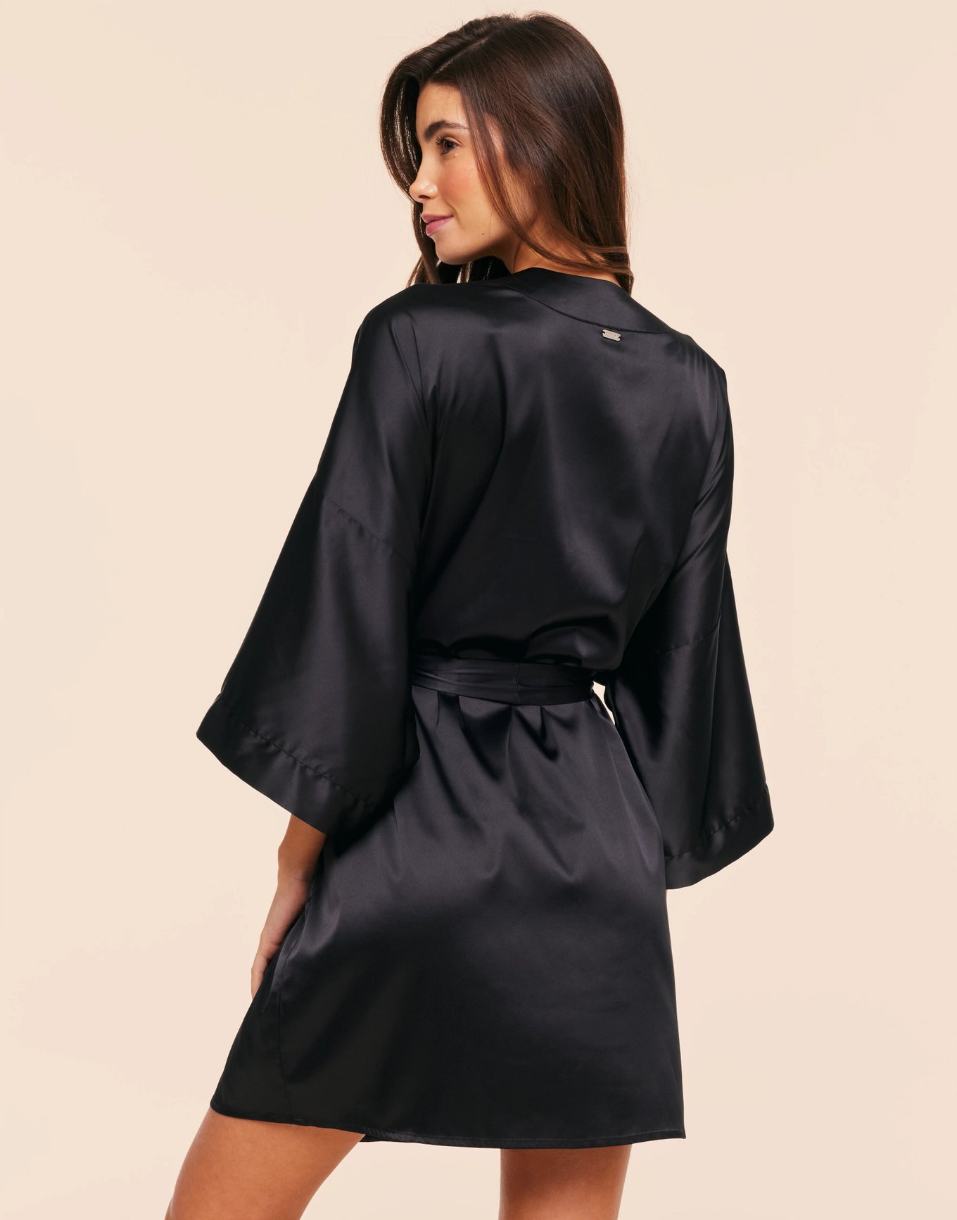 Izabella B1 Black Kimono Robe | Adore Me